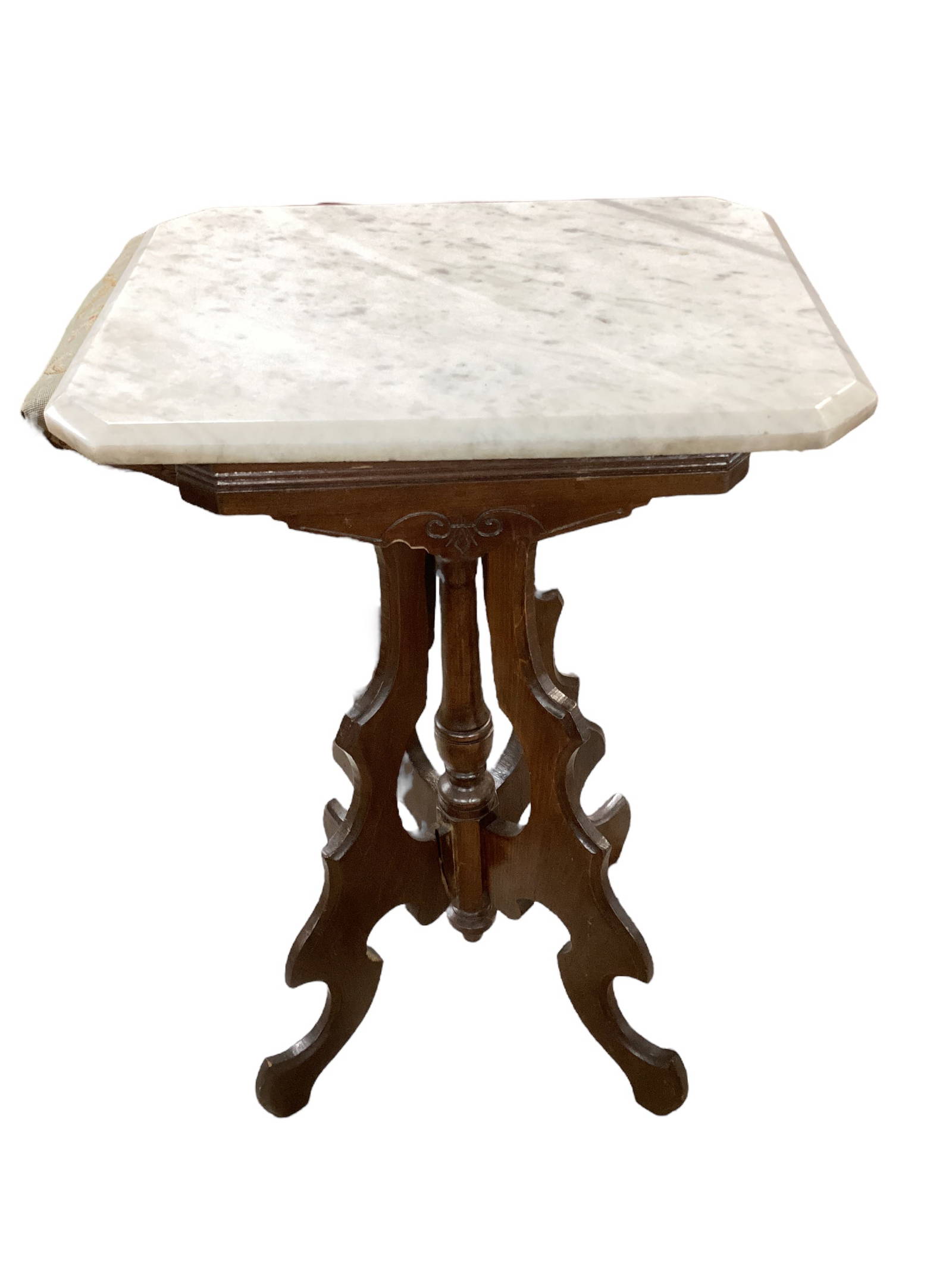 Walnut Eastlake Style Marble Top Rectangle Side Table Auction