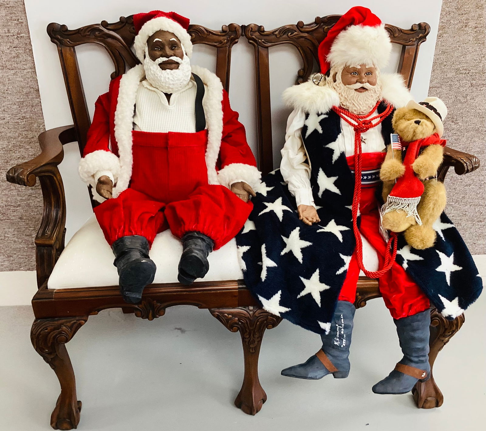 (2) Daddy's Long Legs Santas By Karen Germany. Auction