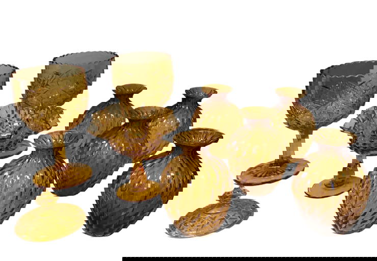 (9) Amber Pieces Of Vintage Glassware, Including Pilgrim Glass