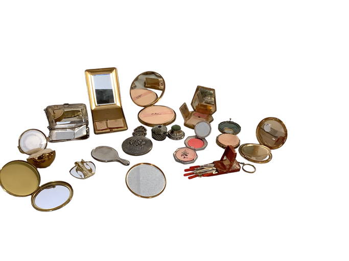 Group Of Powder And Makeup Compacts And Hand Mirrors