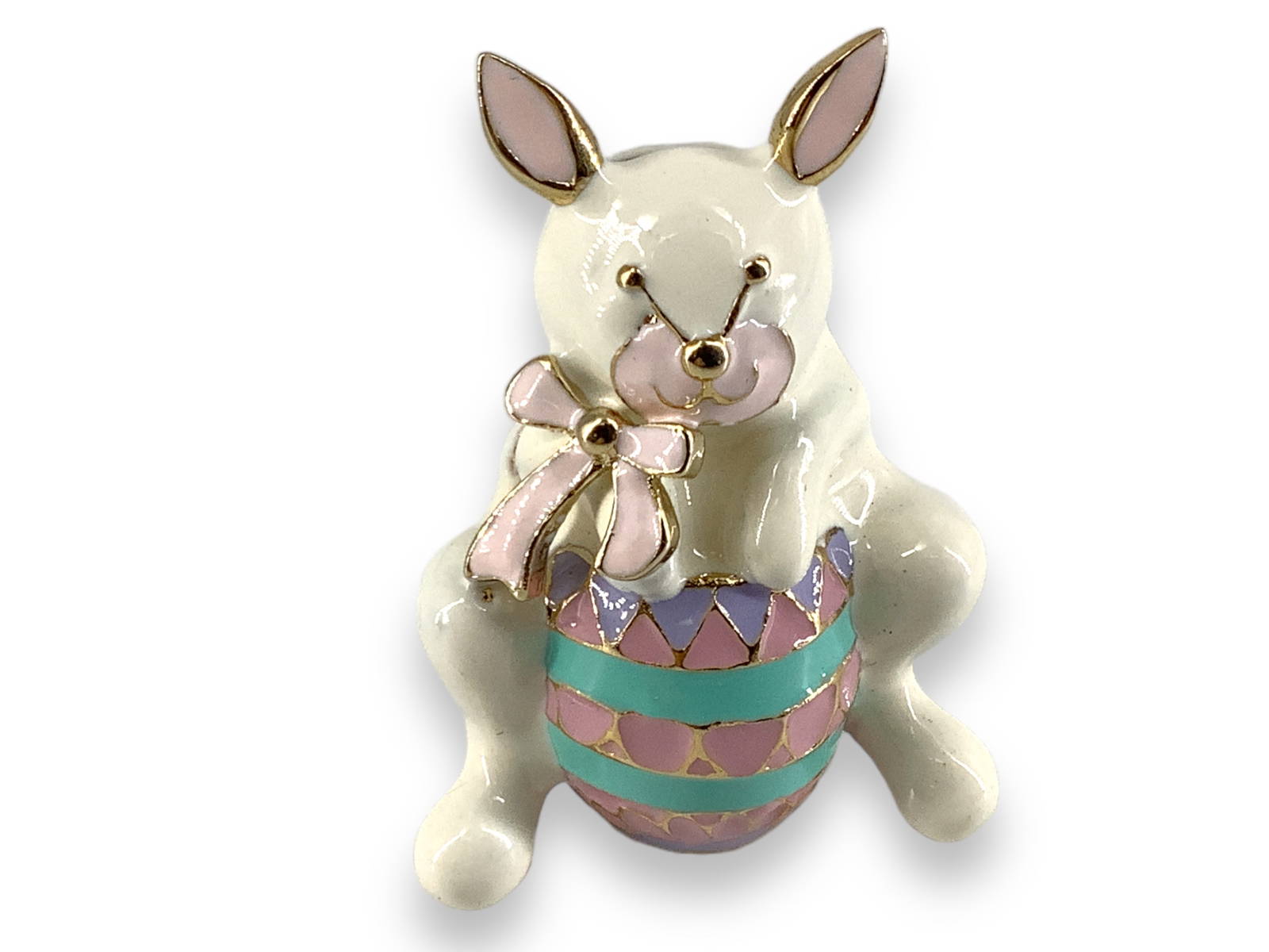 Adorable Enameled Easter Bunny Trinket Box Auction
