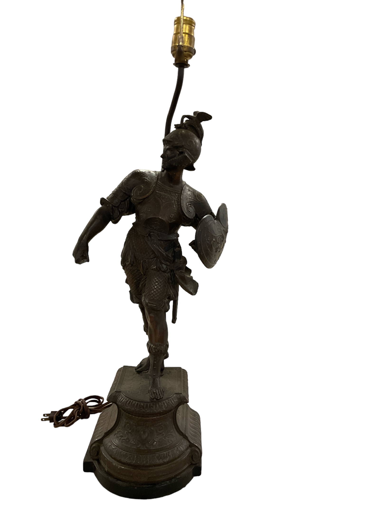 Metal Statue Armored Soldier Electric Lamp Auction