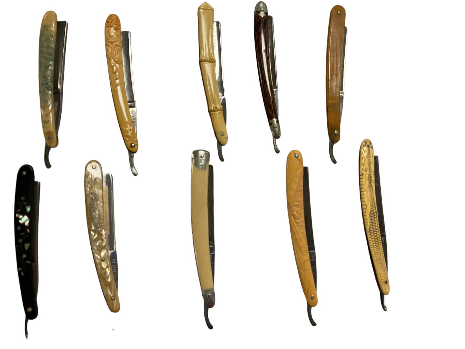(10) Antique Straight Razors, Some With Celluloid Handles Auction