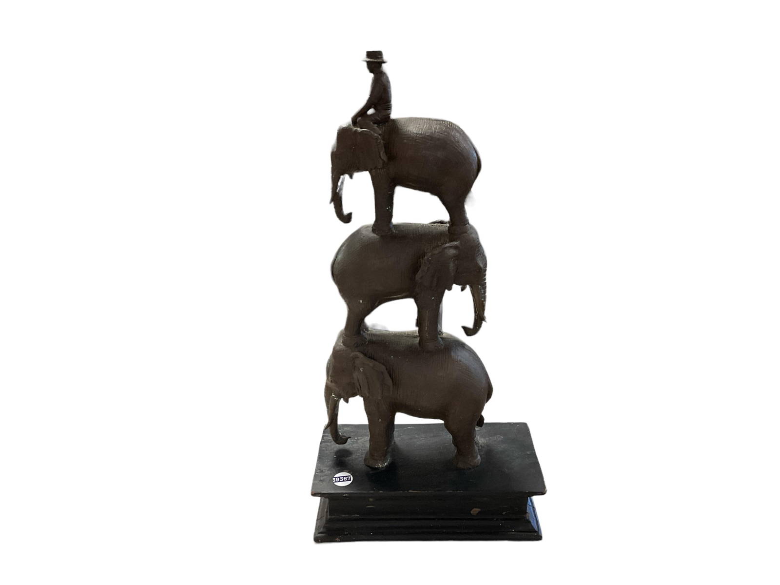 Sculpture Of A Man Riding Three Elephants Auction