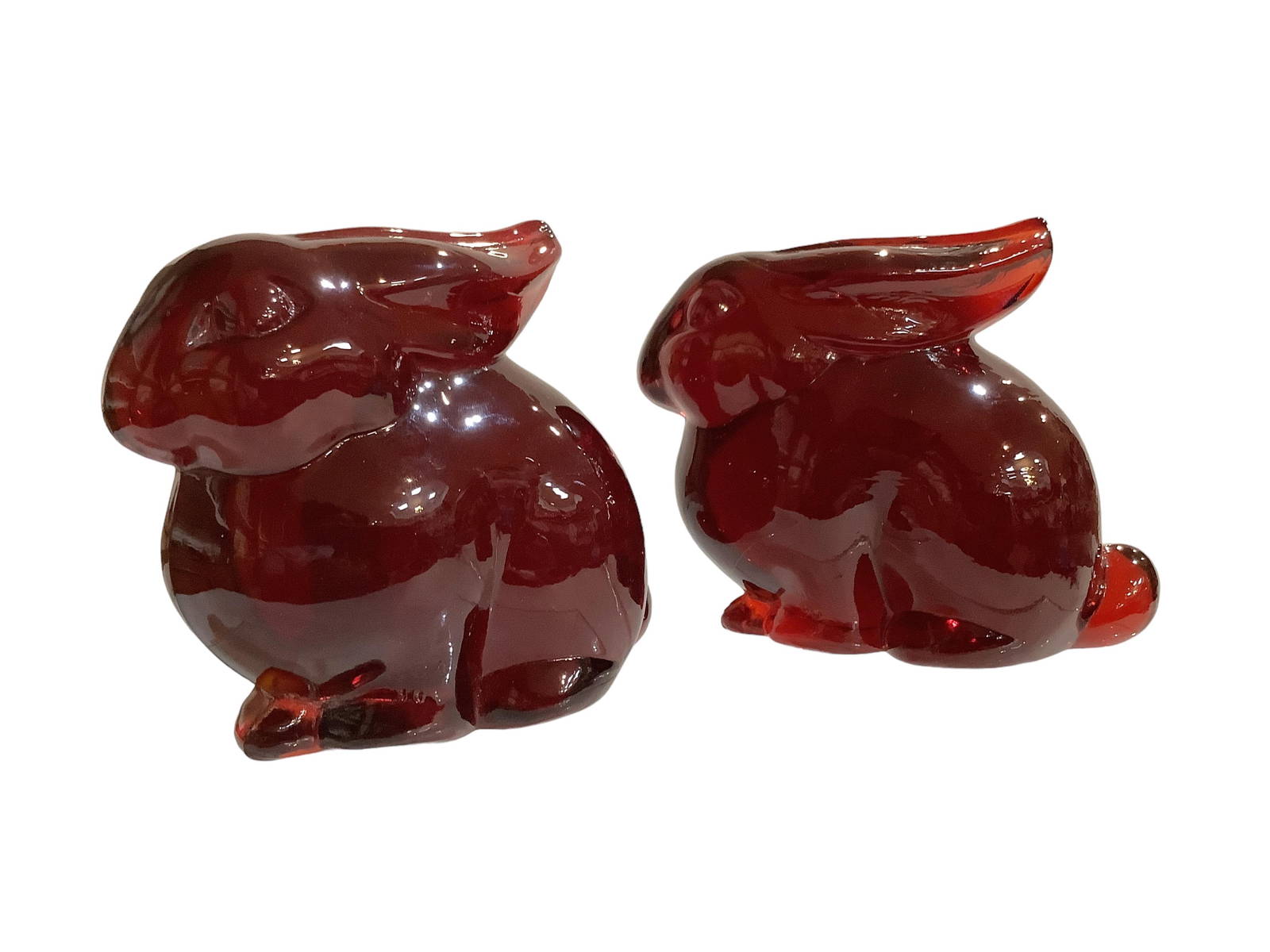 Heisey By Dalzell Viking Pair Of Ruby Red Mama Rabbits Marked Hca 90 D ...
