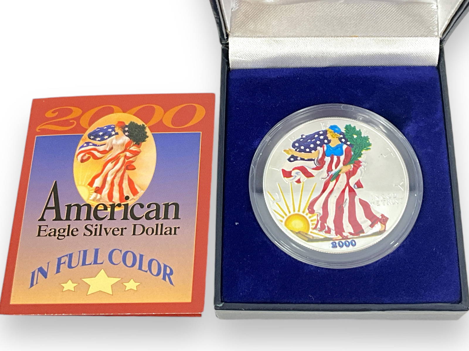 U.s. 2000 Colorized Silver Eagle Dollar Coin - In Box/packaging Auction