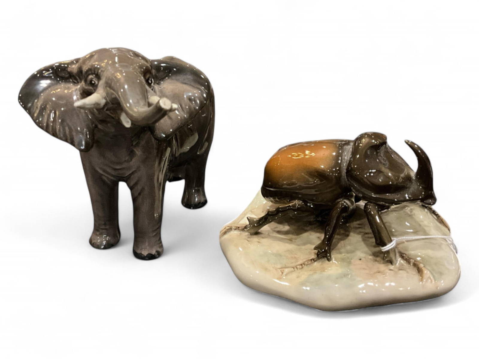 Beswick England Porcelain Elephant And Royal Dux Porcelain Horned Stag ...