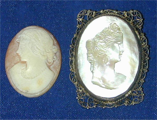 Lot (2) Cameos Incl Silver Frame