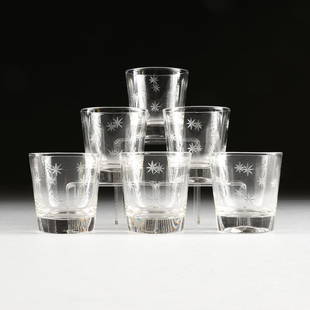 A Set Of Six Gorham Cut Crystal Old Fashioned Glasses