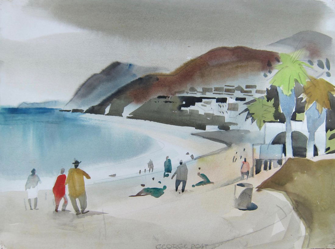George Post Watercolor - Malibu Beach
