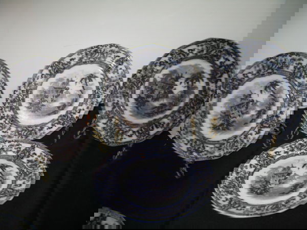 Set/4 Davenport "cyprus" Mulberry Ironstone Pl