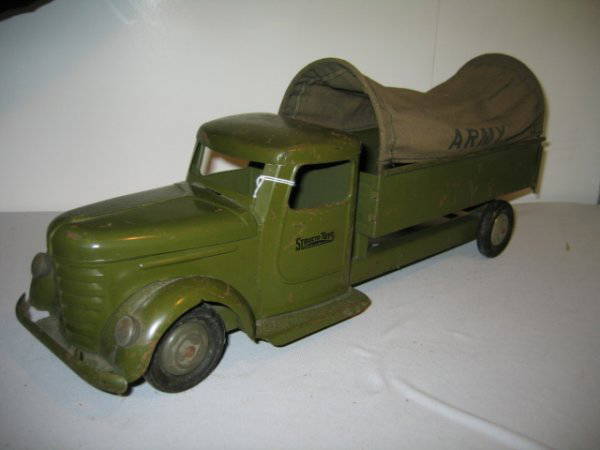 1940's Structo Army Truck With Canvas