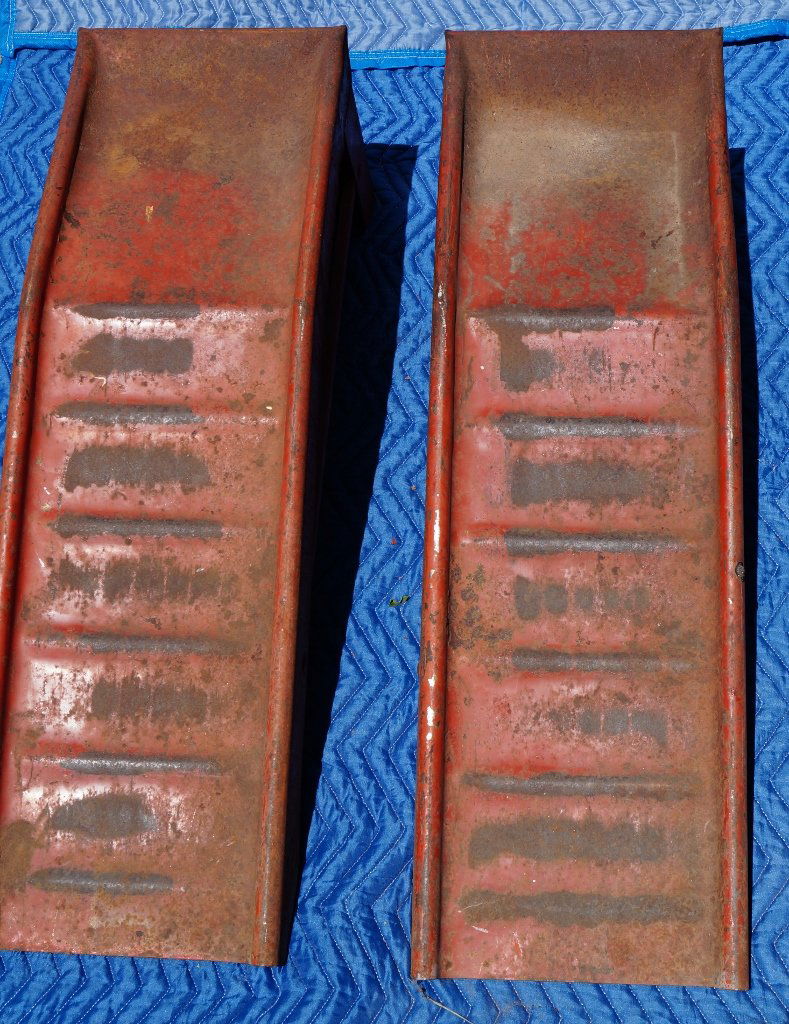 Pair Of Vintage Red Steel Car Ramps