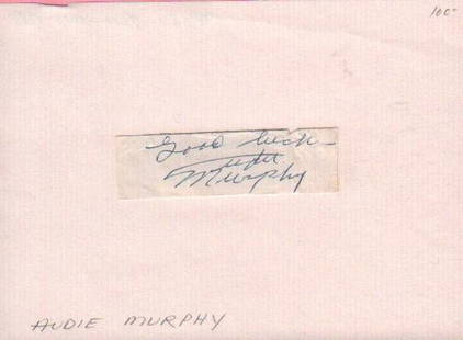 Wwii Hero Audie Murphy Funeral Card, Signed
