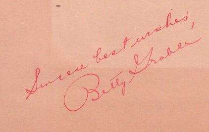 Betty Grable 40s signature - Apr 11, 2021 | Piece of the Past, Inc. in AZ