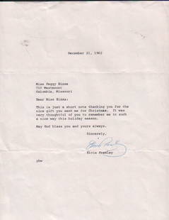 Elvis Presley Letter Signed