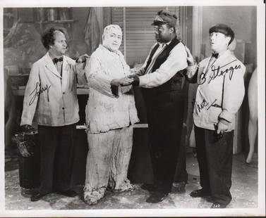 Larry Fine & Curly Joe Derita Signed 3 Stooges 8x10 Vintage Photo Jsa Loa