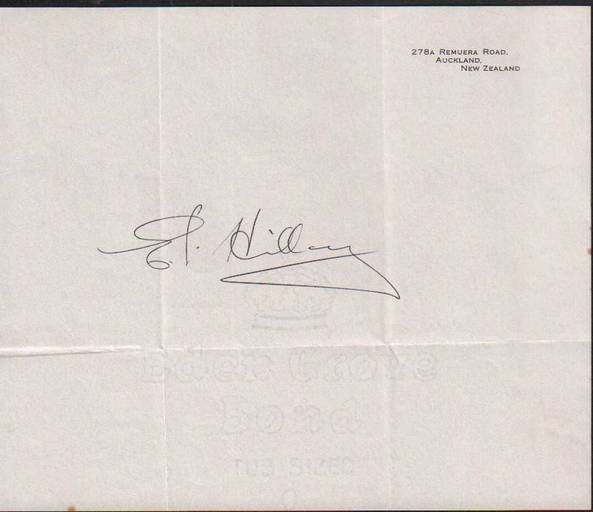 Sir Edmund Hillary Signature