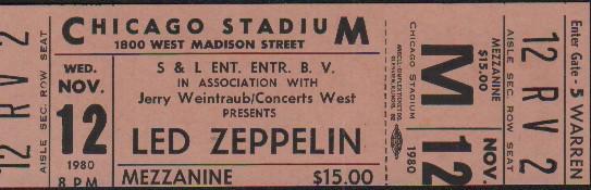 Led Zeppelin Rare Ticket To First Concert After Bonhams Sudden Death