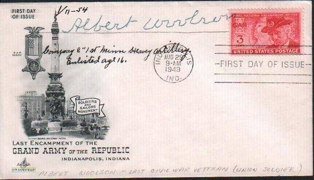 Albert Woolson signed FDC the LAST Civil War soldier to die (#0124) on ...