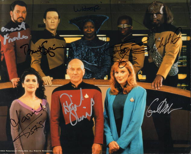 Star Trek Next Generation Cast Signed 11x14 Photograph 0125 On Feb 26 2023 Piece Of The