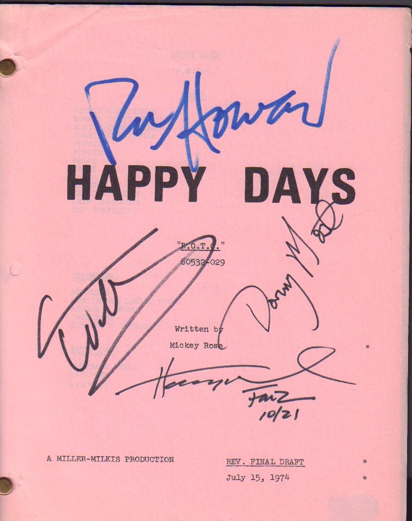 Happy Days Used Script Signed By Main Stars