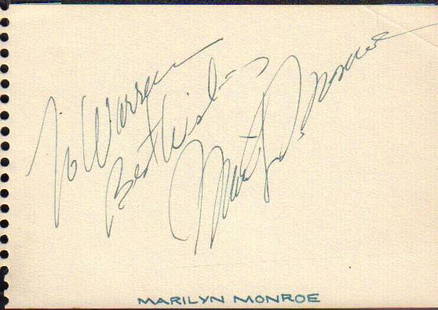 Marilyn Monroe Signed Autograph Page