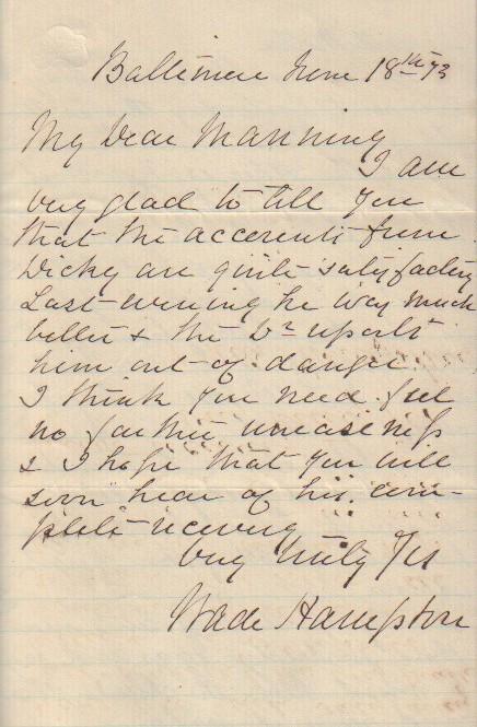 Wade Hampton Civil War General Signed Letter