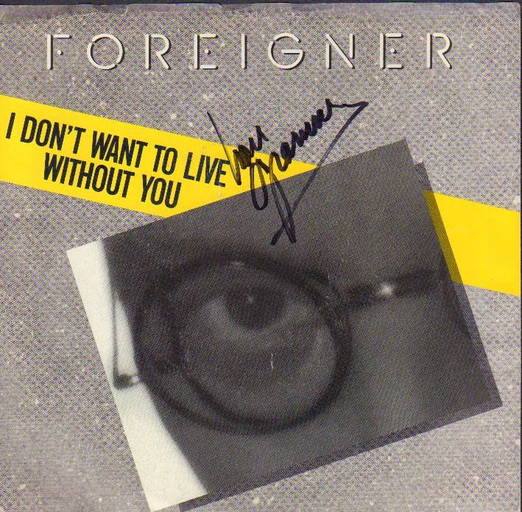 Foreigner Signed 45 Record Sleeve