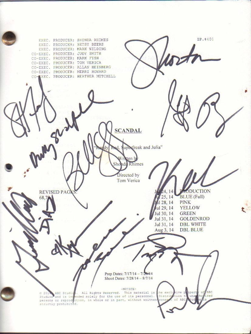 Scandal Script Cast Signed Auction