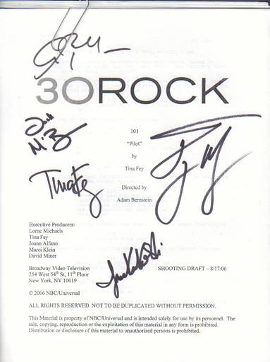 30 Rock Script Cast Signed