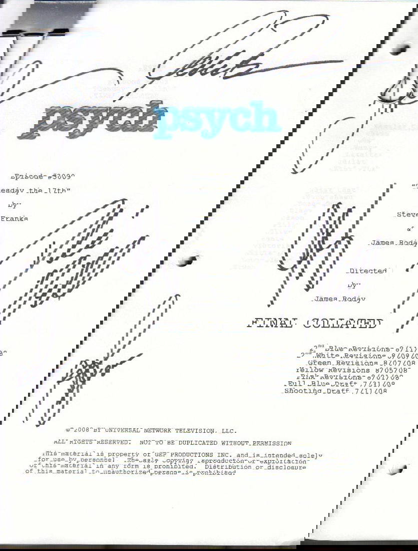 Psych Cast Signed Script Auction