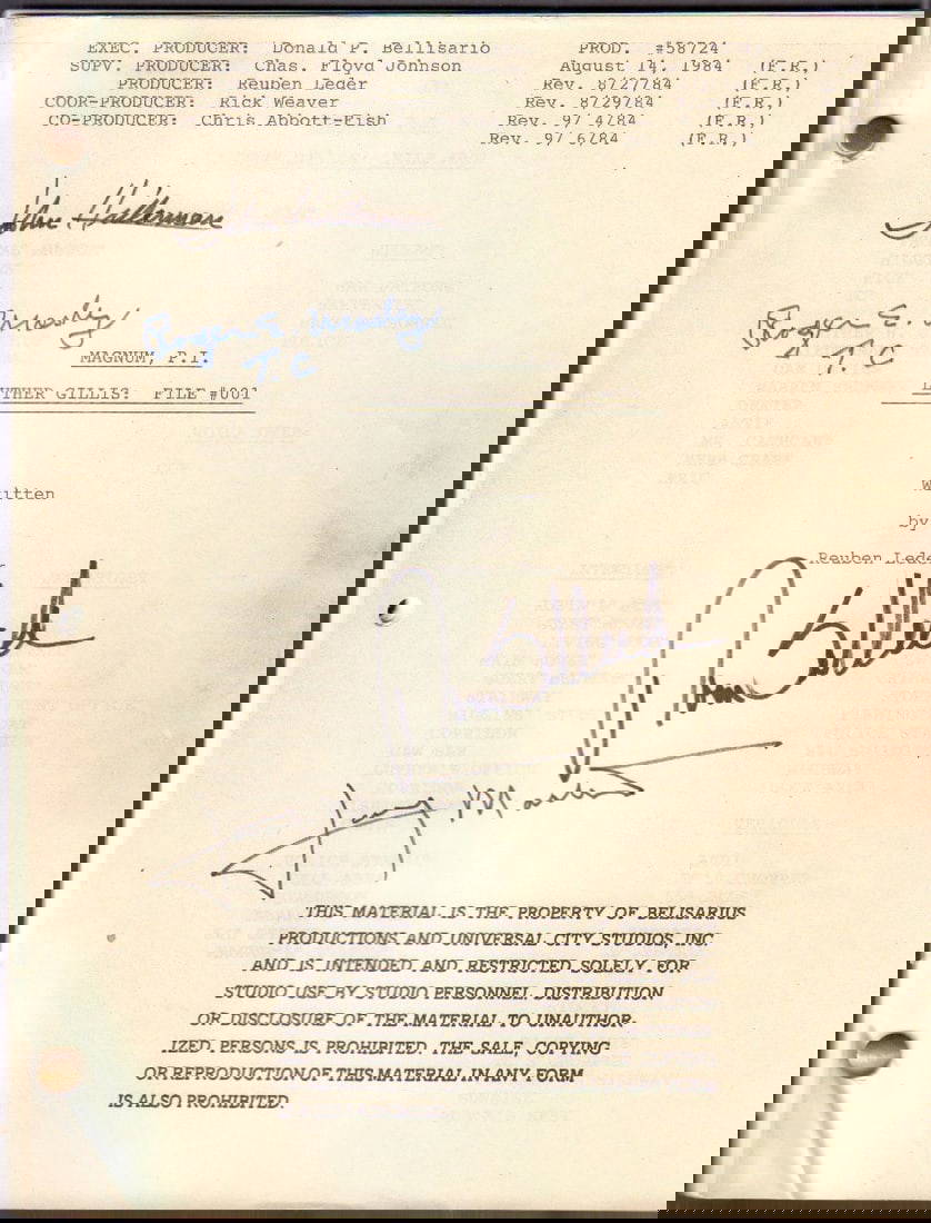 Magnum Pi Cast Signed Script Auction