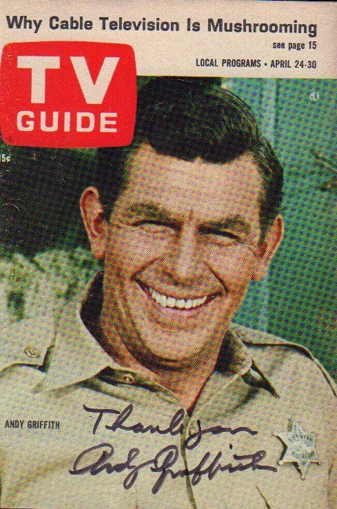 Andy Griffith Signed Tv Guide Auction