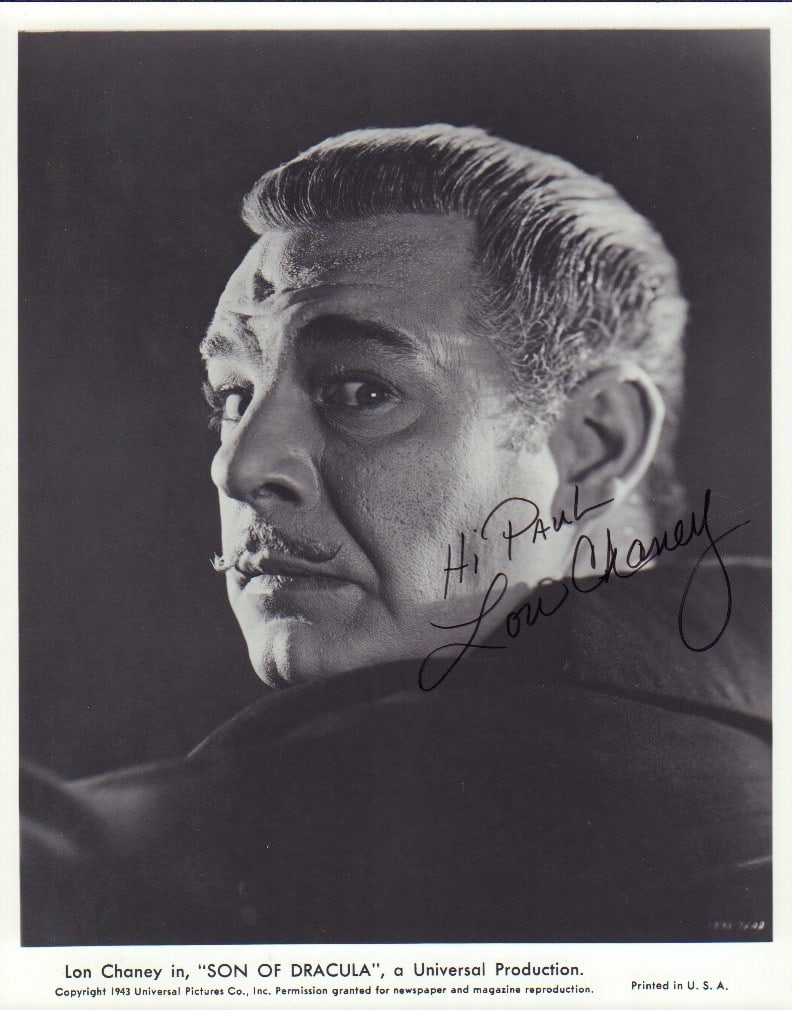 Lon Chaney Jr Signed Photo Auction