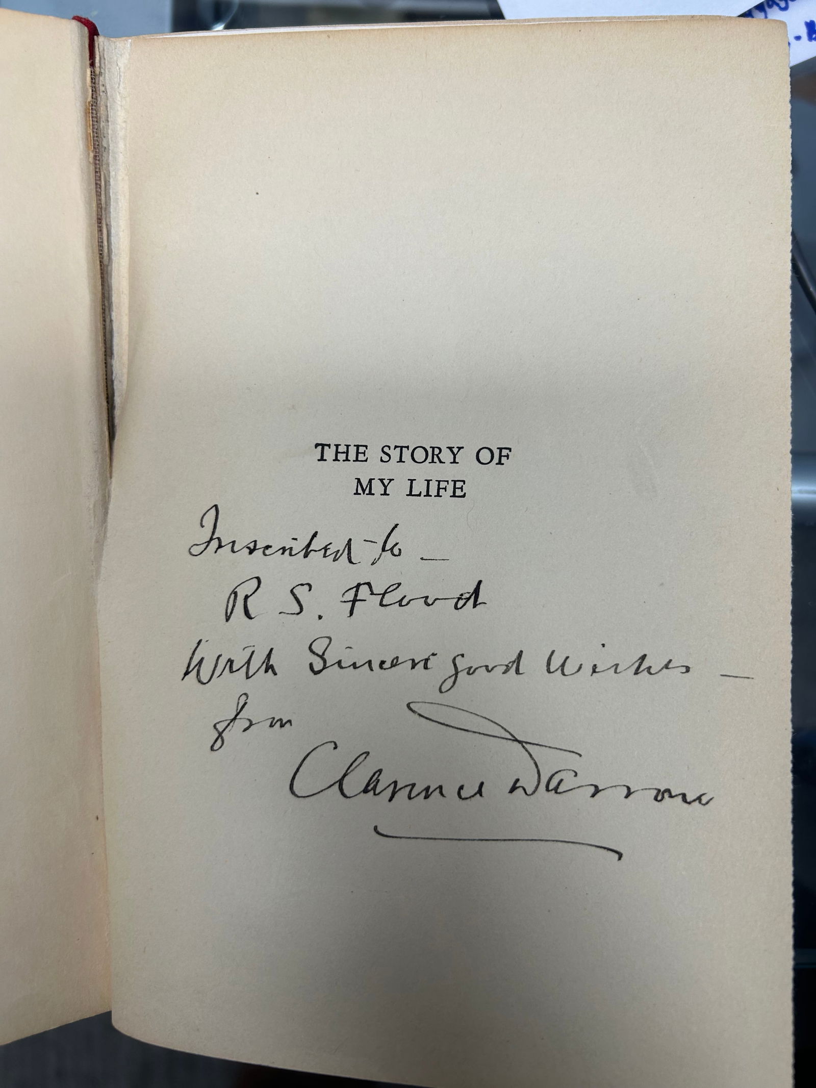 Clarence Darrow Signed Book Auction