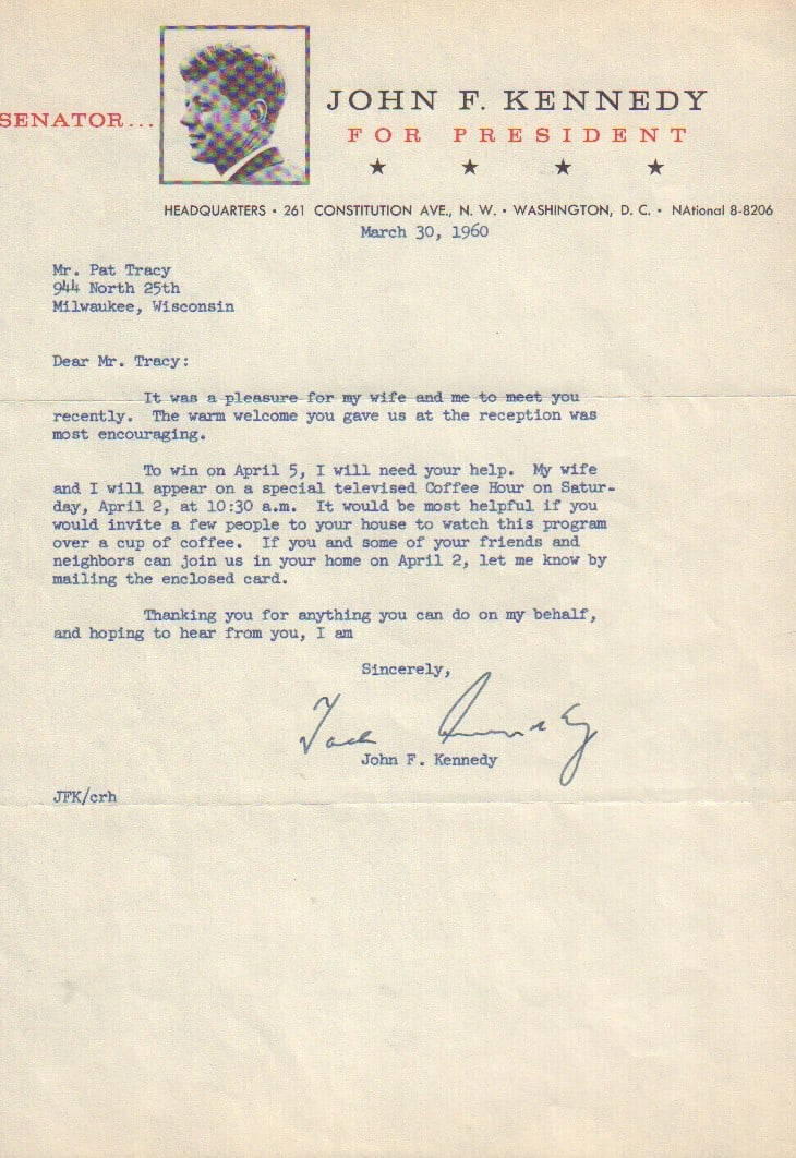 John F Kennedy Signed Letter Auction