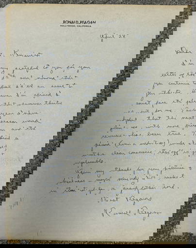 Ronald Reagan Handwritten Letter Rare