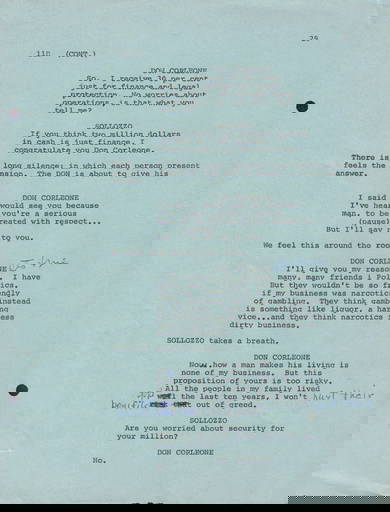 Marlon Brandos Personal Godfather Script Page