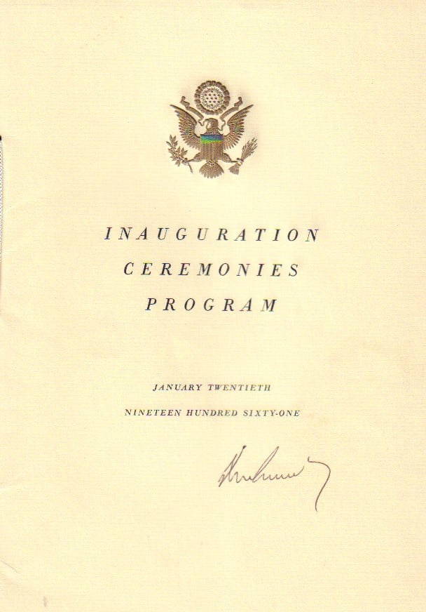 John F Kennedy Signed Innauguration Program Auction