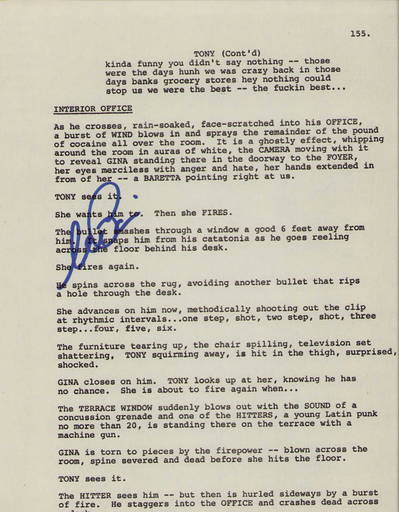 Al Pacino Scarface Original Script Page Signed