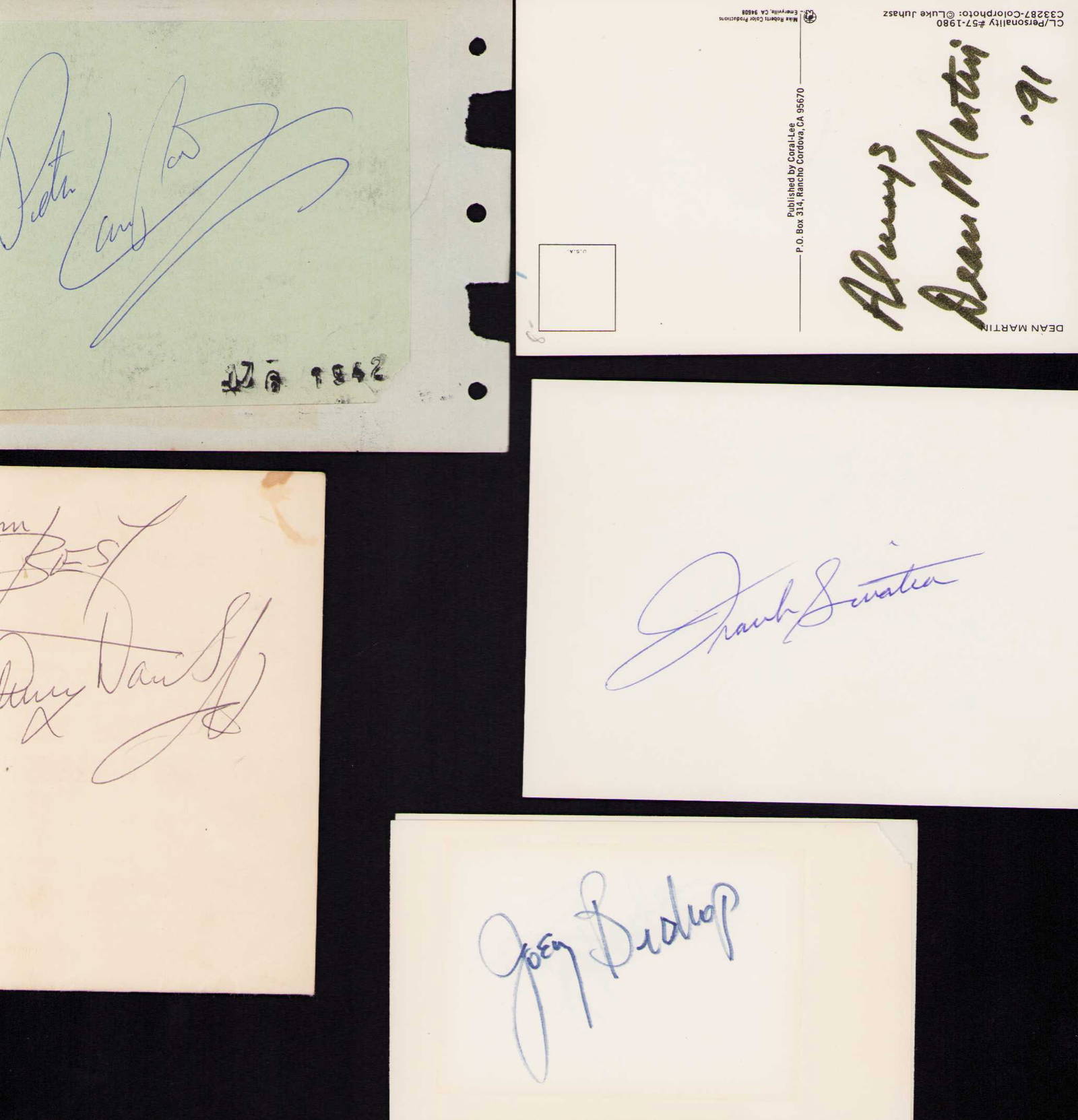 Rat Pack Set Of Signatures Auction