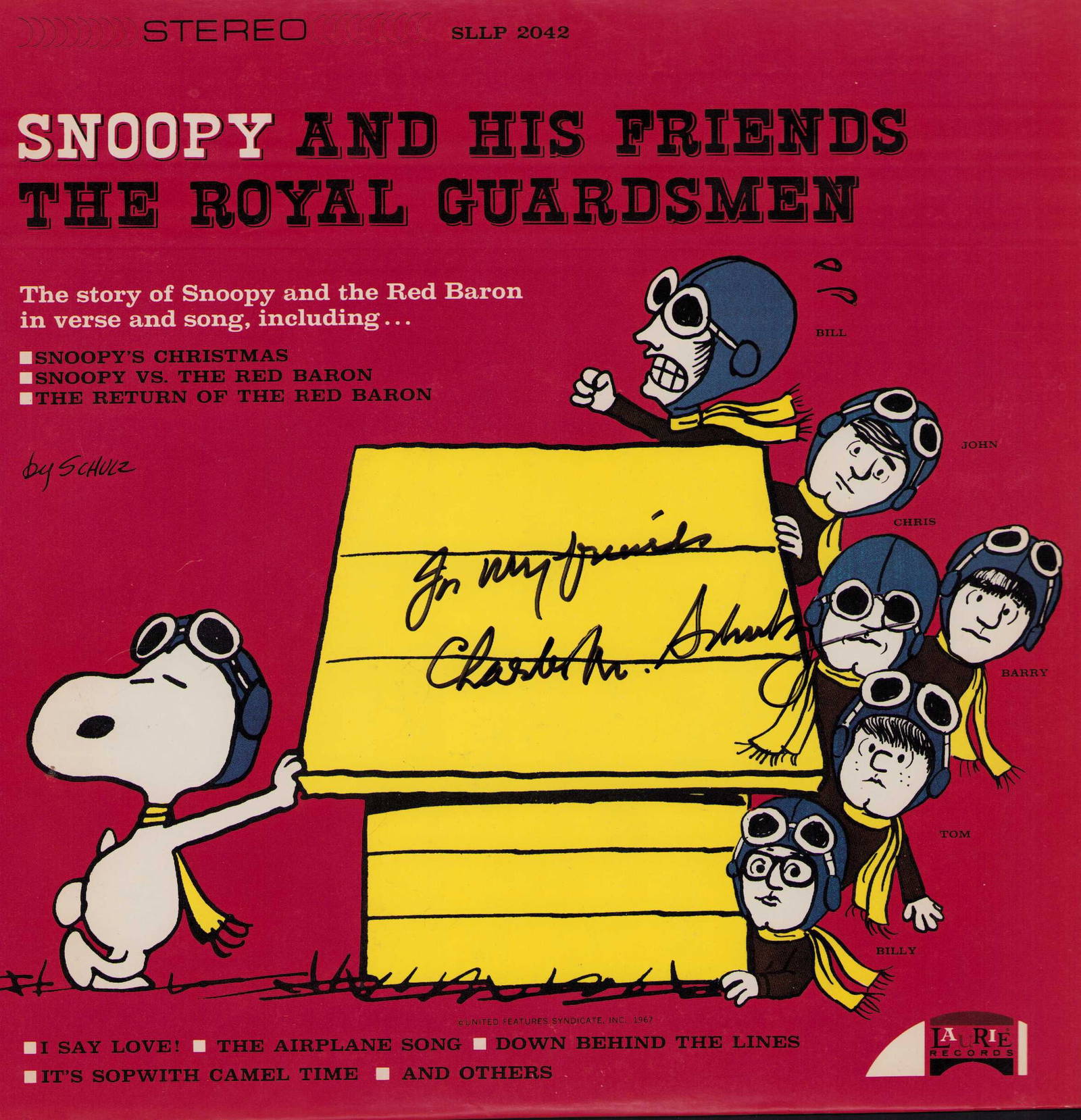 Charles Schulz Rare Snoopy Signed Lp Auction
