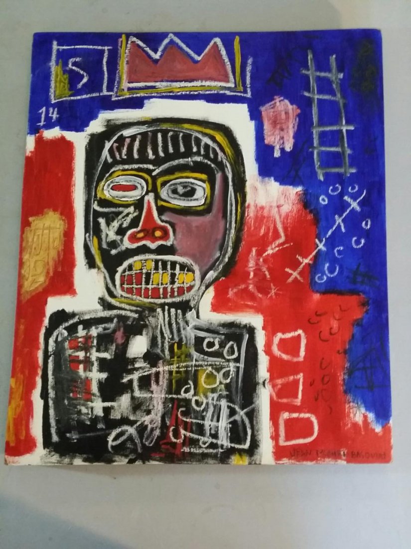 Basquiat ~ Large painting on wood panel (Untitled)