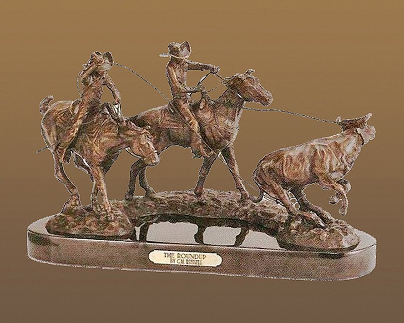 CM Russell The Round Up Bronze Sculpture