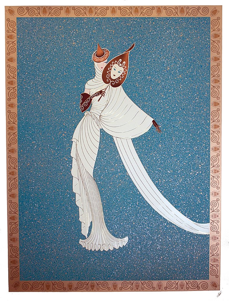 Erte Limited Edition Serigraph Blue Tanagra. Erte White