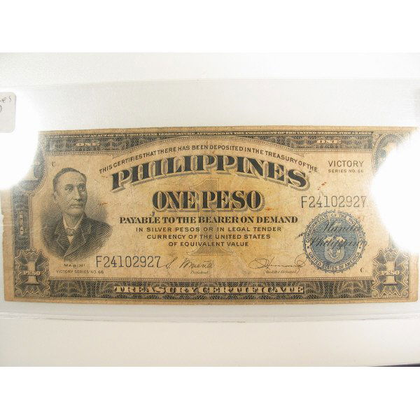 1025: 1922 Philippines 1 Peso "Victory Dollar" Note - Nov 12, 2006 ...