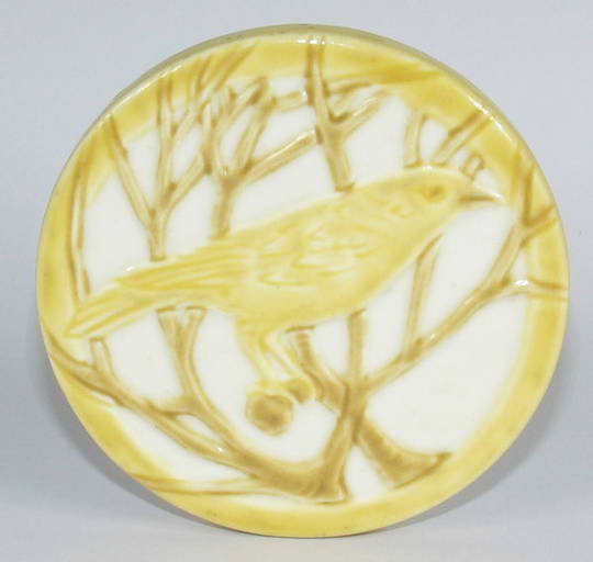 Rookwood 1929 Circular Trivet W/ Yellow Bird Mint