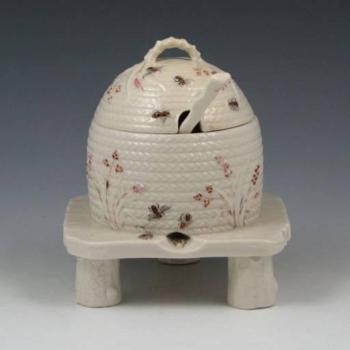 Belleek Grass Footed Honey Pot 1st Black