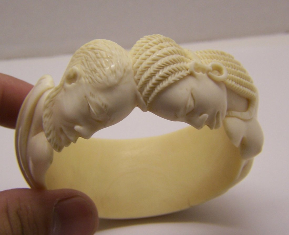 museum piece african couple carved ivory bracelet